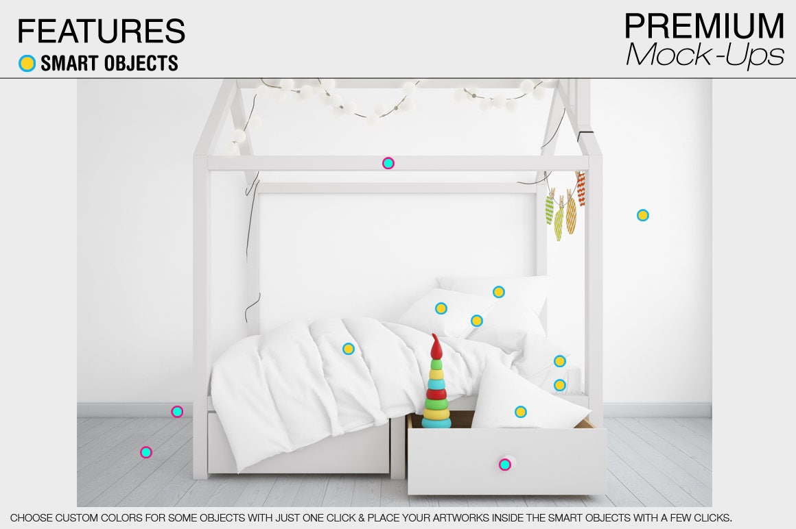 Kids Bedding Mockup Set | Photoshop Template (digital Download) - Etsy