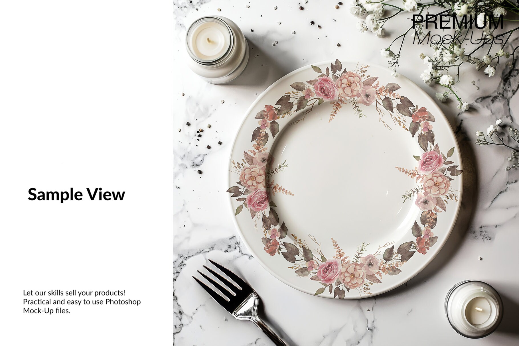 Plate Mockups | Ceramic Dish Mockup | Photoshop Porcelain Plate ...