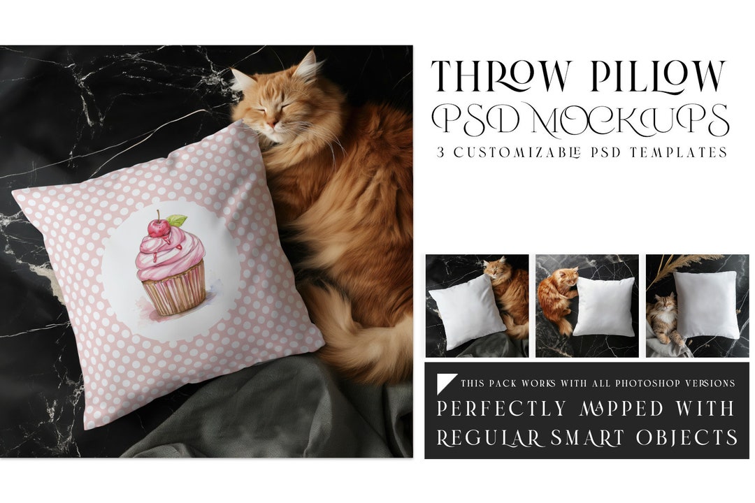 Digital Pillow Mockup | Photoshop Pillow Template | Cushions ...