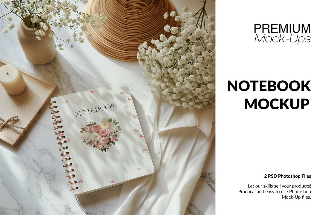Notebook Mockup | Digital Notebook Template | Photoshop Notebook Mockup ...