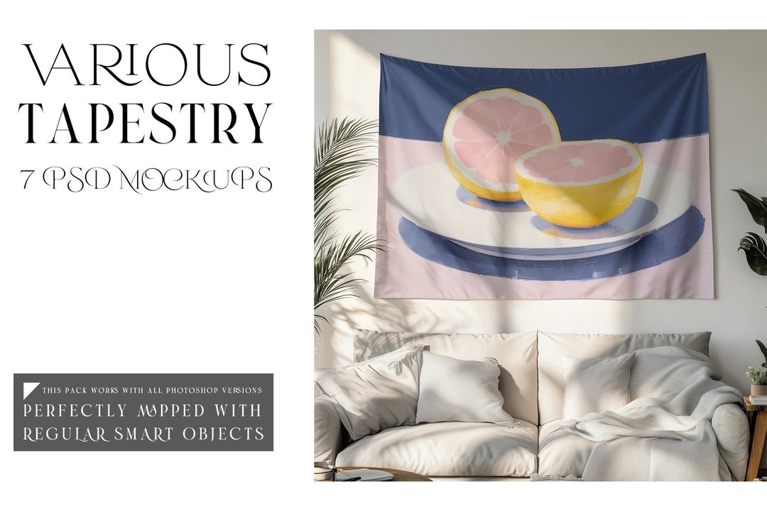 Tapestry Mockups | Digital Tapestry Template | Photoshop Tapestry ...