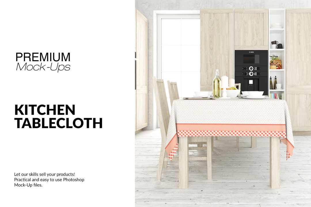 Tablecloth Mockup | Table Cover | Kitchen Table | Dining Room Textile ...