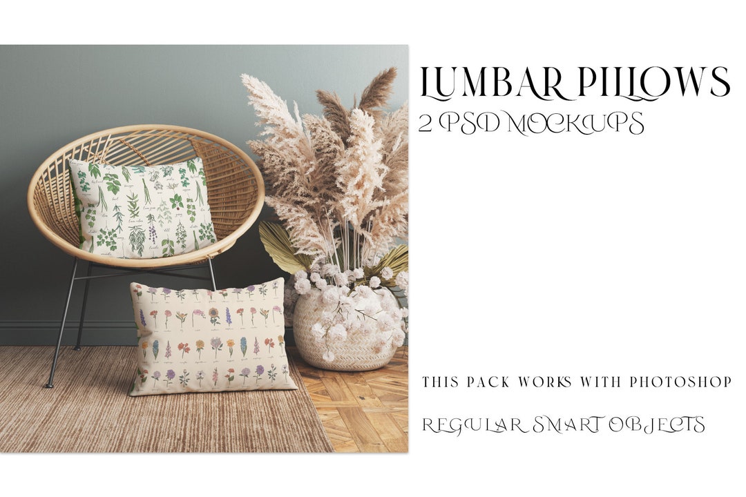 Lumbar Pillow Mockup | Digital Lumbar Pillows | Photoshop Decorative ...