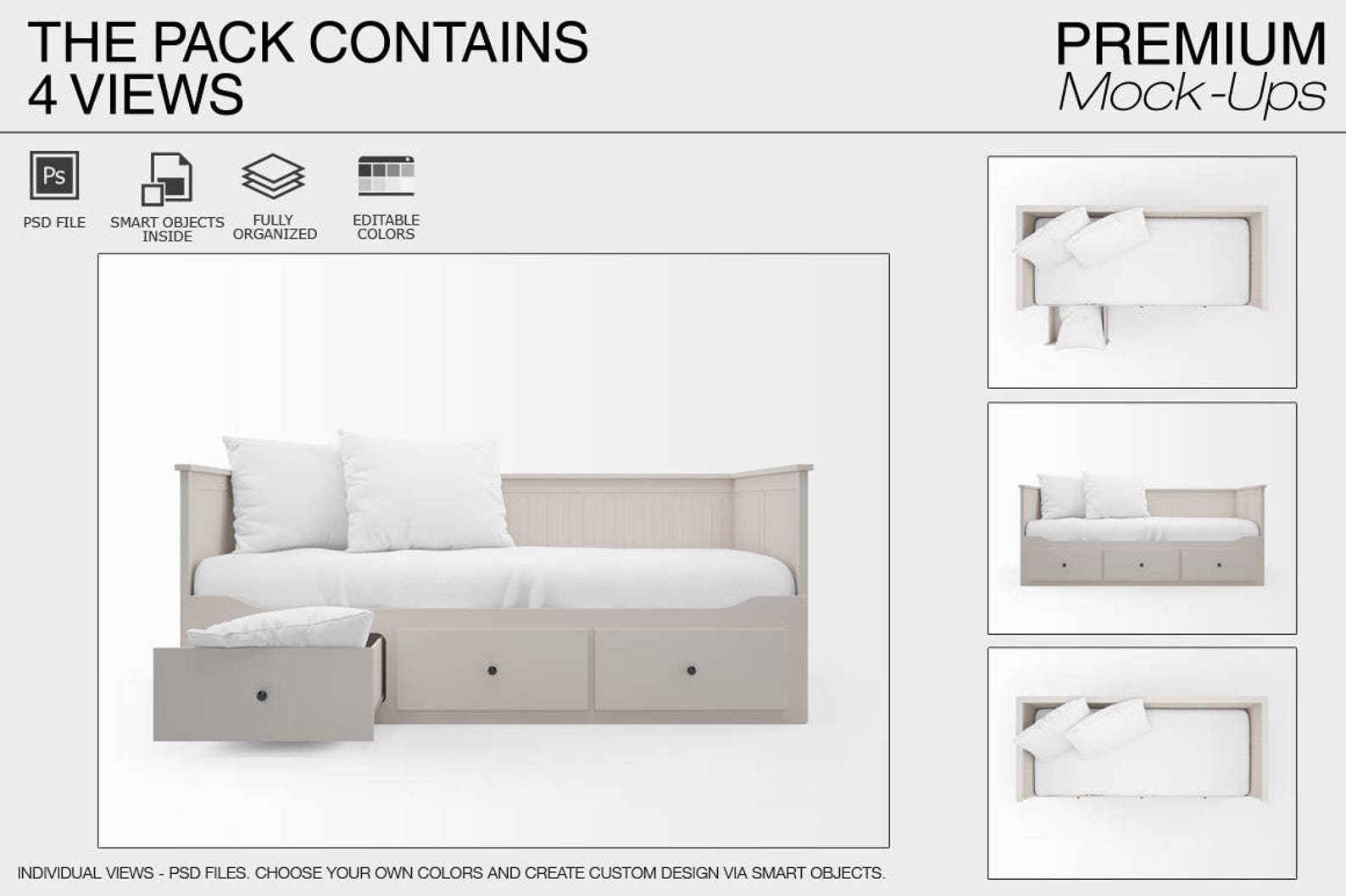 Bed With Drawers Mockup Set | Photoshop PSD (digital Download) - Etsy