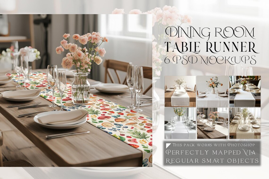 Table Runner Mockup | Table Runner Template | Digital Table Textile ...