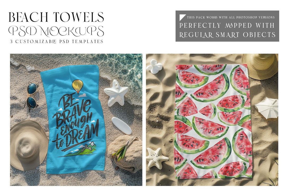 Beach Towel | Beach Towel Mockup | Photoshop Beach Towel | Digital ...