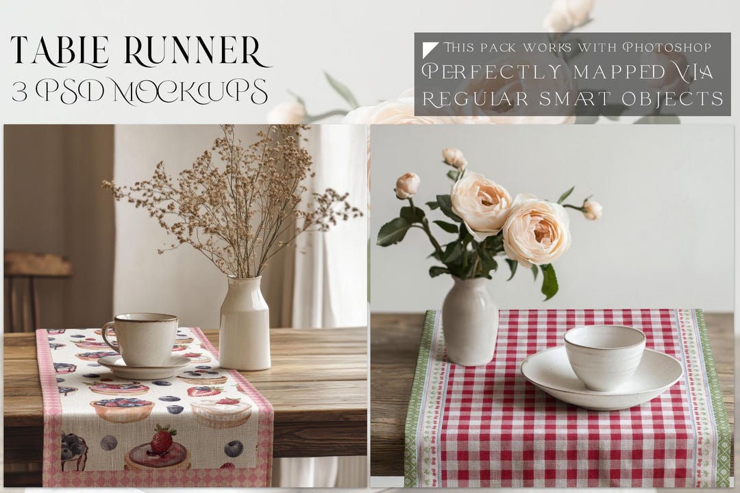 Table Runner Mockup | Table Runner Template | Digital Table Textile ...