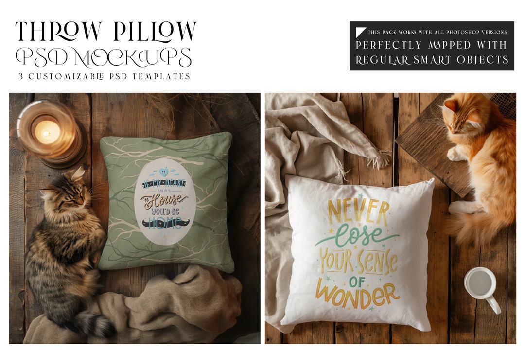 Digital Pillow Mockup | Photoshop Pillow Template | Cushions ...
