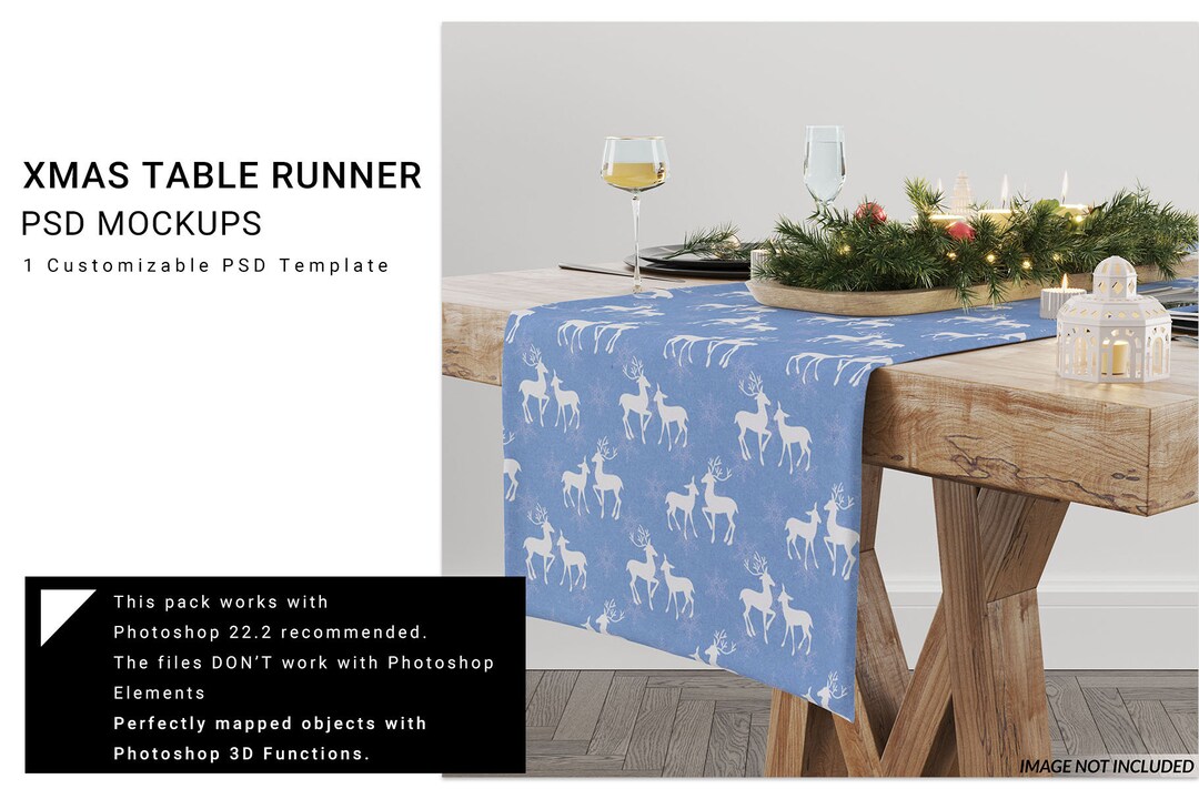 Christmas Table Runner Mockup Xmas Table Runner Template Holiday Table ...