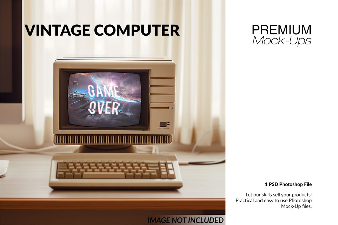 Vintage Computer Mockup | Photoshop Vintage Computer | Digital Vintage ...