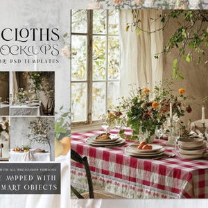 Tablecloth Mockup | Table Cover | Digital Tablecloth Template | Dining ...