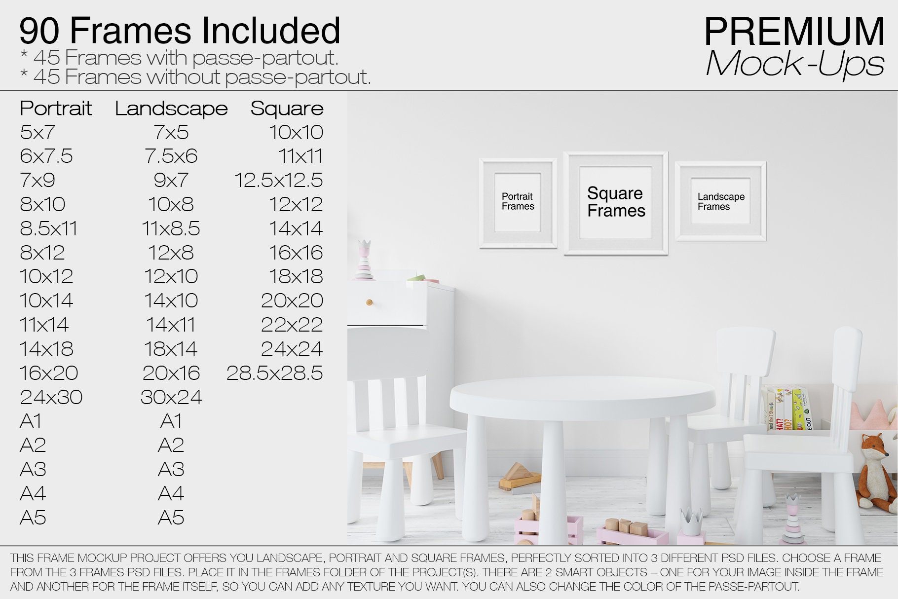 Kids Room and Frame Mockup Set | Wall & Frames Mockups | Kids Room ...