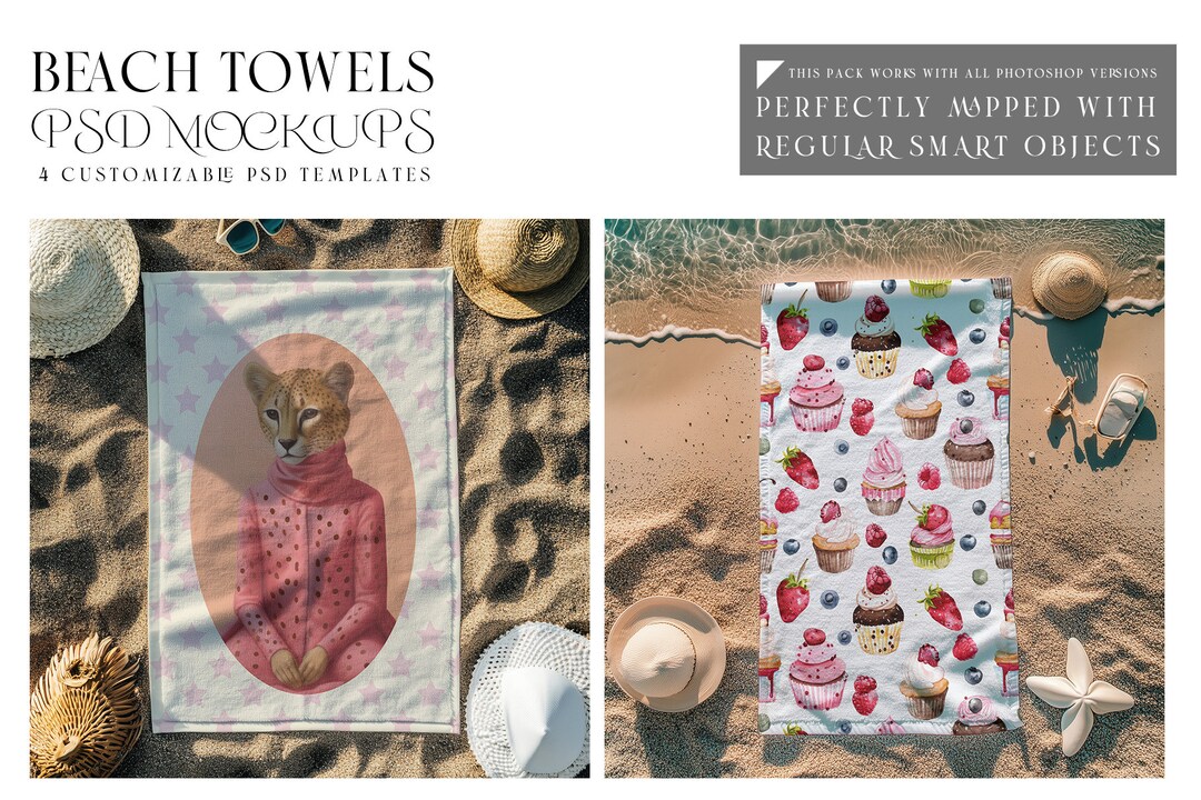 Beach Towel Beach Towel Mockup Photoshop Beach Towel Digital Beach ...
