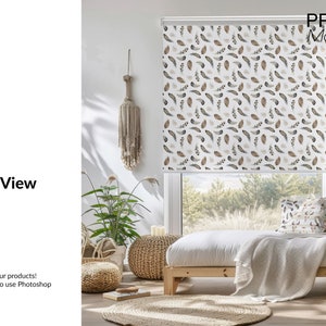 Living Room Roll Blinds Mockup | Roll Blinds Template | Digital Roll ...