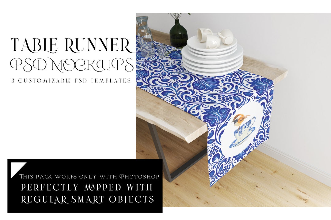 Table Runner Mockup | Table Runner Template | Table Textile | Photoshop ...