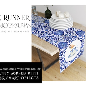 Table Runner Mockup | Table Runner Template | Table Textile | Photoshop ...