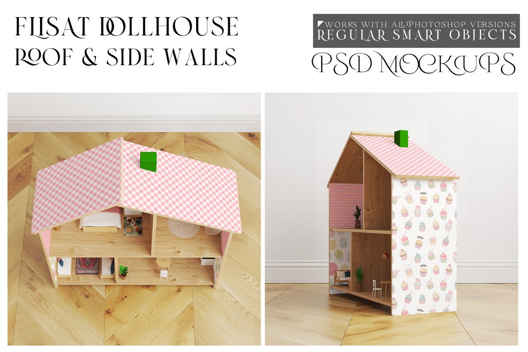 Flisat Kids Dollhouse Roof and Side Walls Decals Template | Digital ...