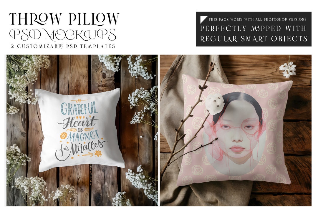 Digital Pillow Mockup | Photoshop Pillow Template | Cushions ...