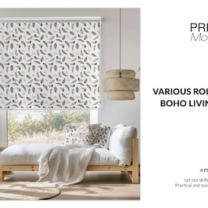 Living Room Roll Blinds Mockup | Roll Blinds Template | Digital Roll ...