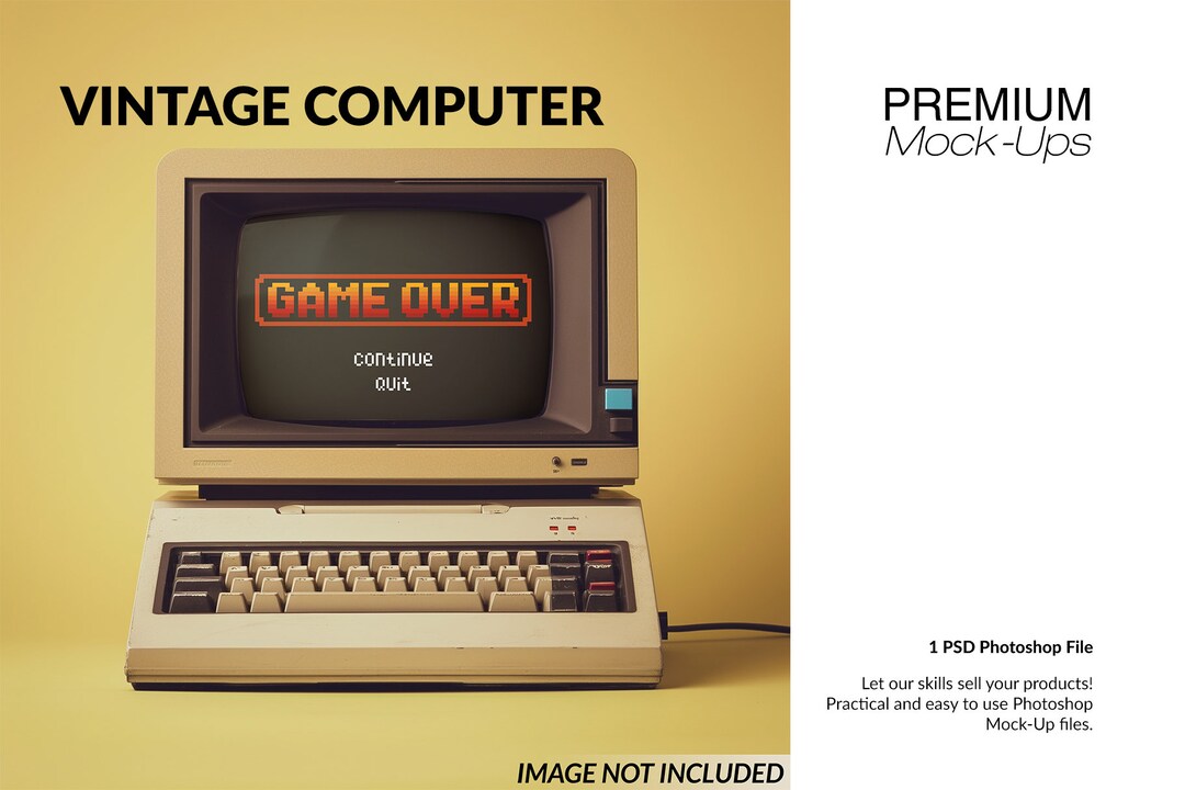 Vintage Computer Mockup | Photoshop Vintage Computer | Digital Vintage ...