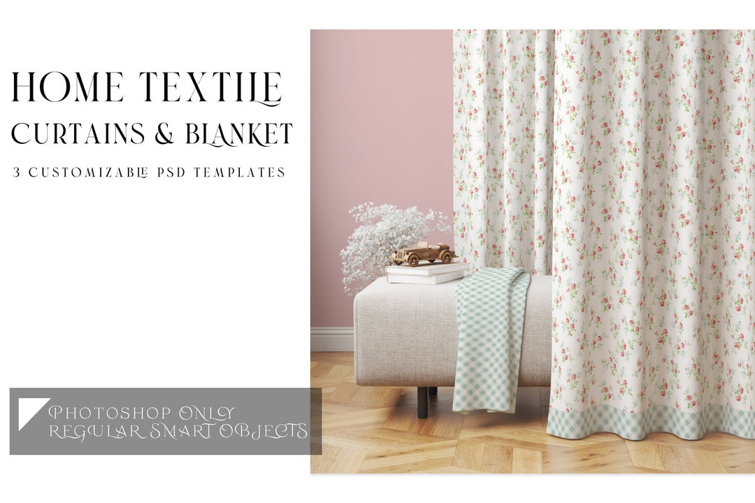Curtains and Blanket Template | Digital Curtains Mockup | Photoshop ...