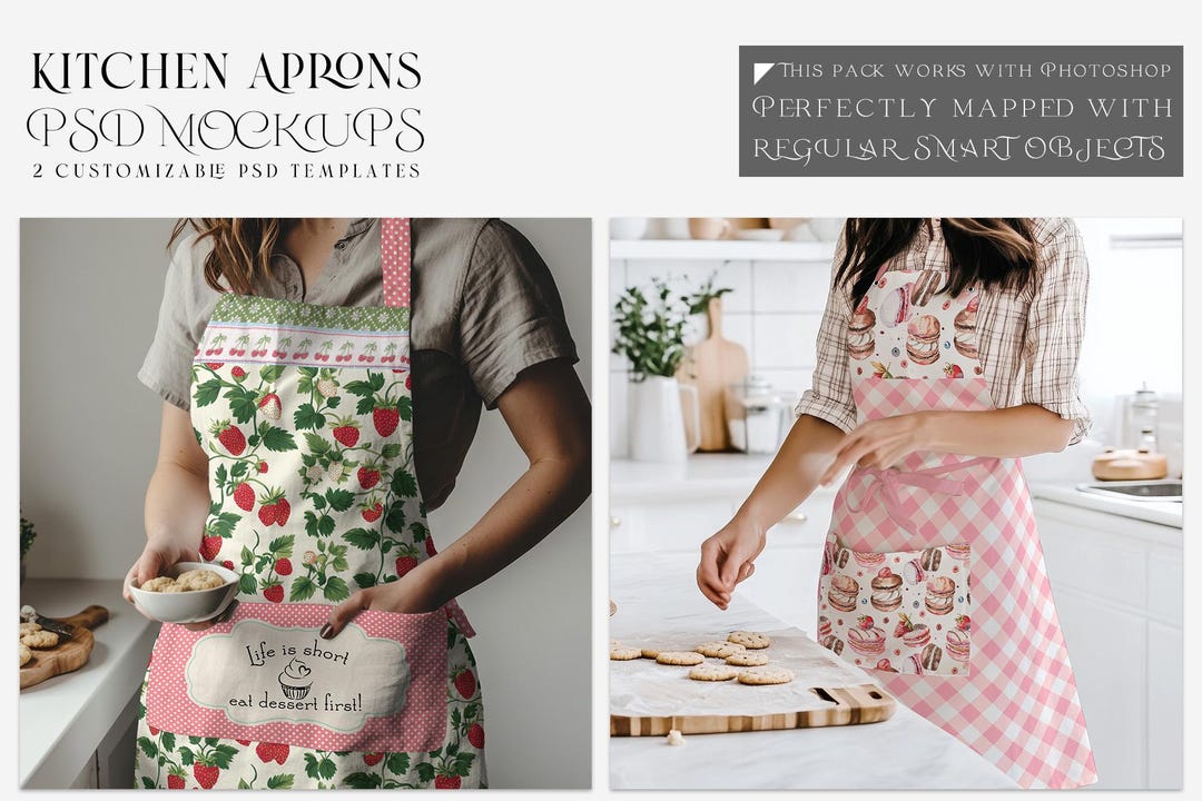 Kitchen Aprons Mockup | Digital Kitchen Apron | Kitchen Textile Apron | Apron Mockup | Custom ...