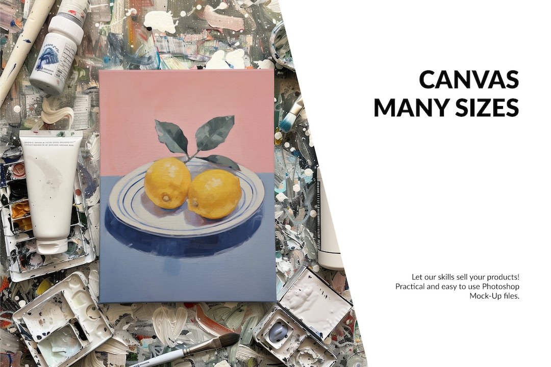 Canvas Mockup Set | Photoshop Canvas With Art Supplies Mockup | Custom ...