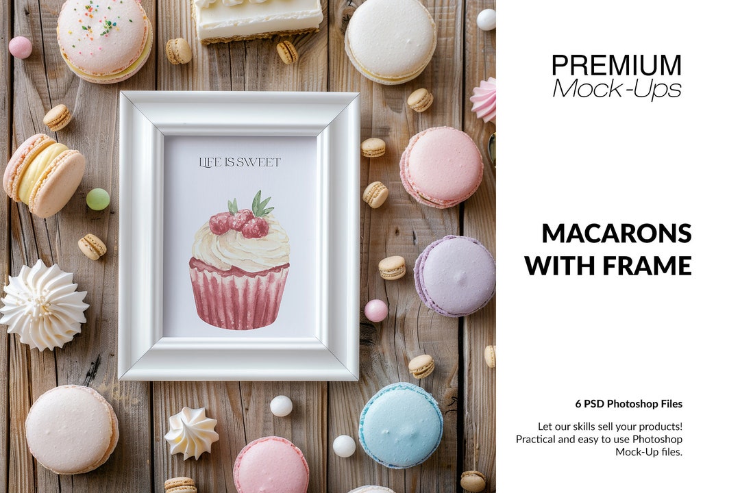 Frames and Macarons Mockup | French Macarons & Frames Mockups ...