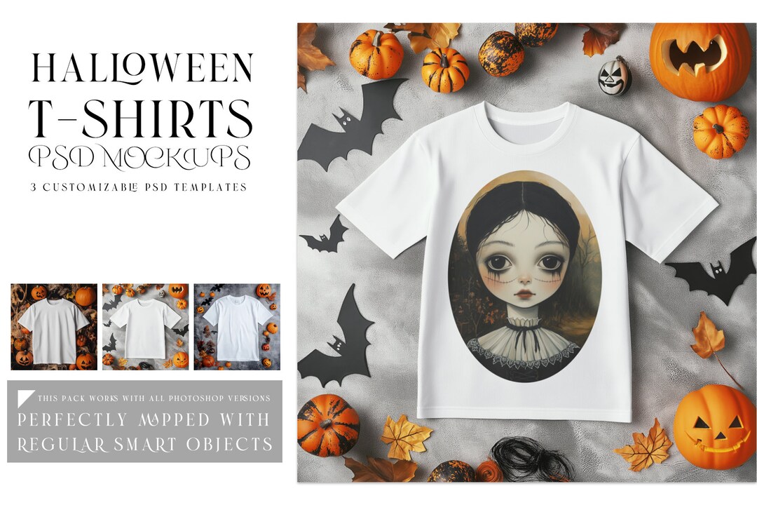 Halloween T-shirt Mockup | Digital Halloween T-shirt Template ...