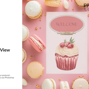Menu and Macarons Mockup | French Macarons & Menu Mockups | Photoshop ...