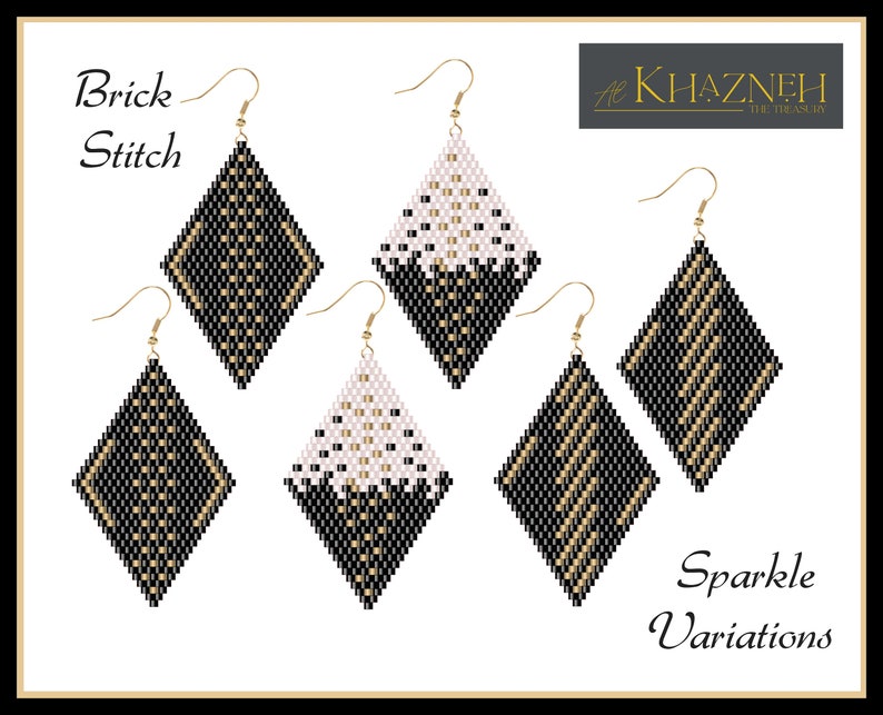 BRICK Stitch Earring Pattern sparkle VARIATIONS - Etsy