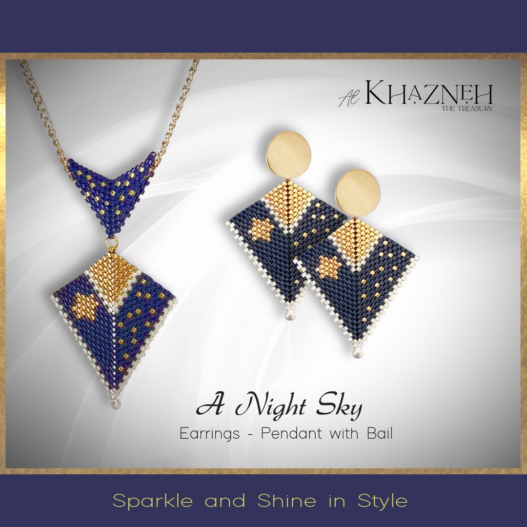 A NIGHT SKY Earrings and Pendant With Bail Pattern - Etsy