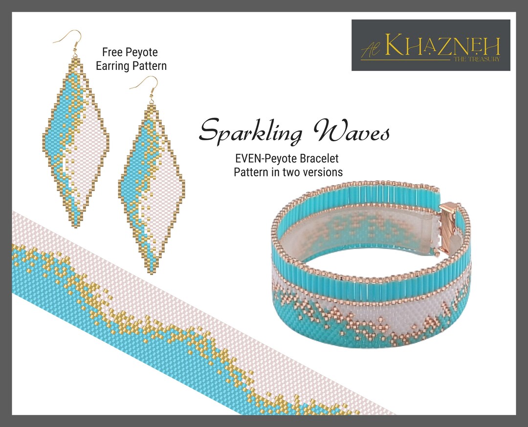 Even-peyote Bracelet Pattern "sparkling Waves" - Etsy