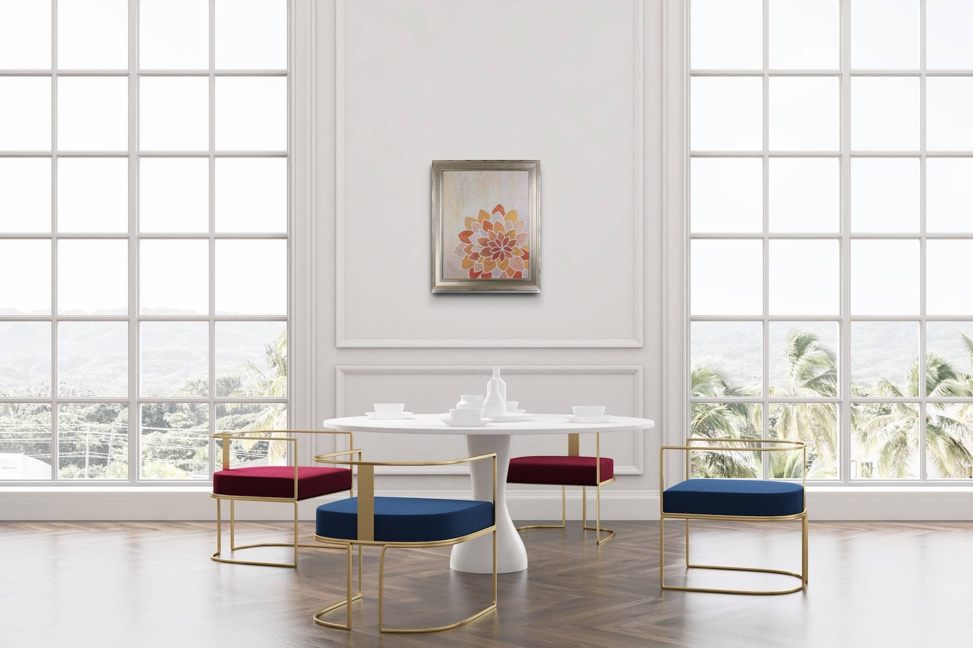 Golden Flowers Original Acrylic Abstract Custom Frame - Etsy