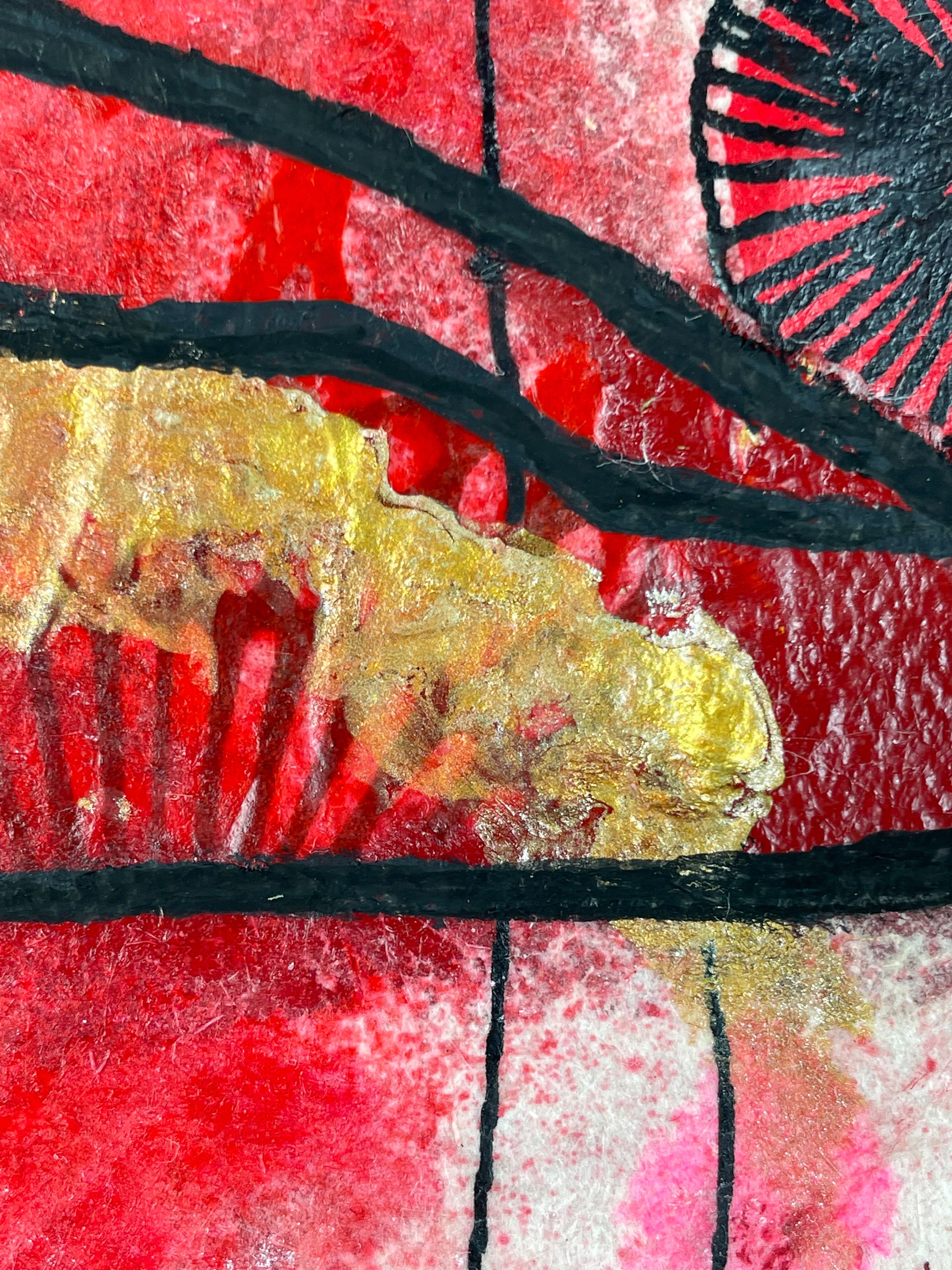 Red Poppy Landscape Original Mixed Media Collage Abstract by Mary-ann ...