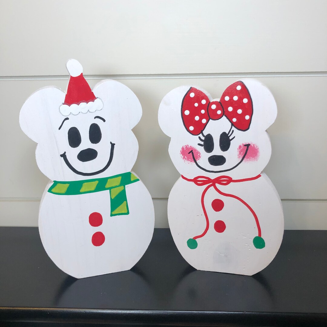Mickey and Minnie Snow People - Etsy