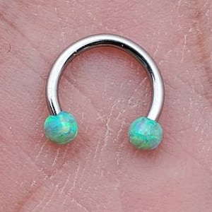 Fire Opals, Opal Septum Ring, 16g 8mm. Circular Barbell, Surgical Steel ...
