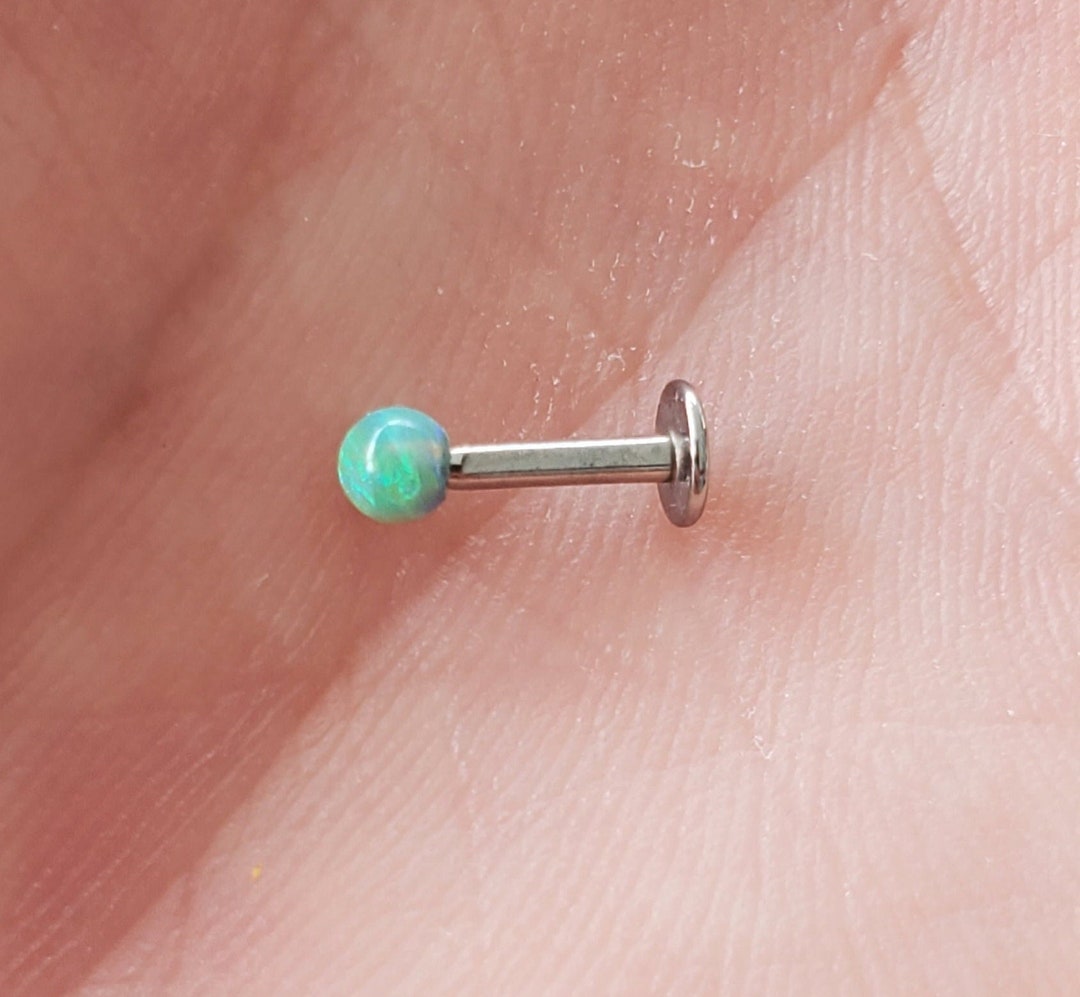 18g 16g Green Fire Opal, Forward Helix, Tragus, Labret, Cartilage, Ear ...