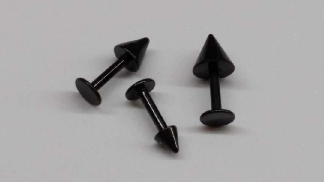 16g Black Labret Spike, 3mm 4mm 5mm Cones, Helix Triple Forward, Tragus ...