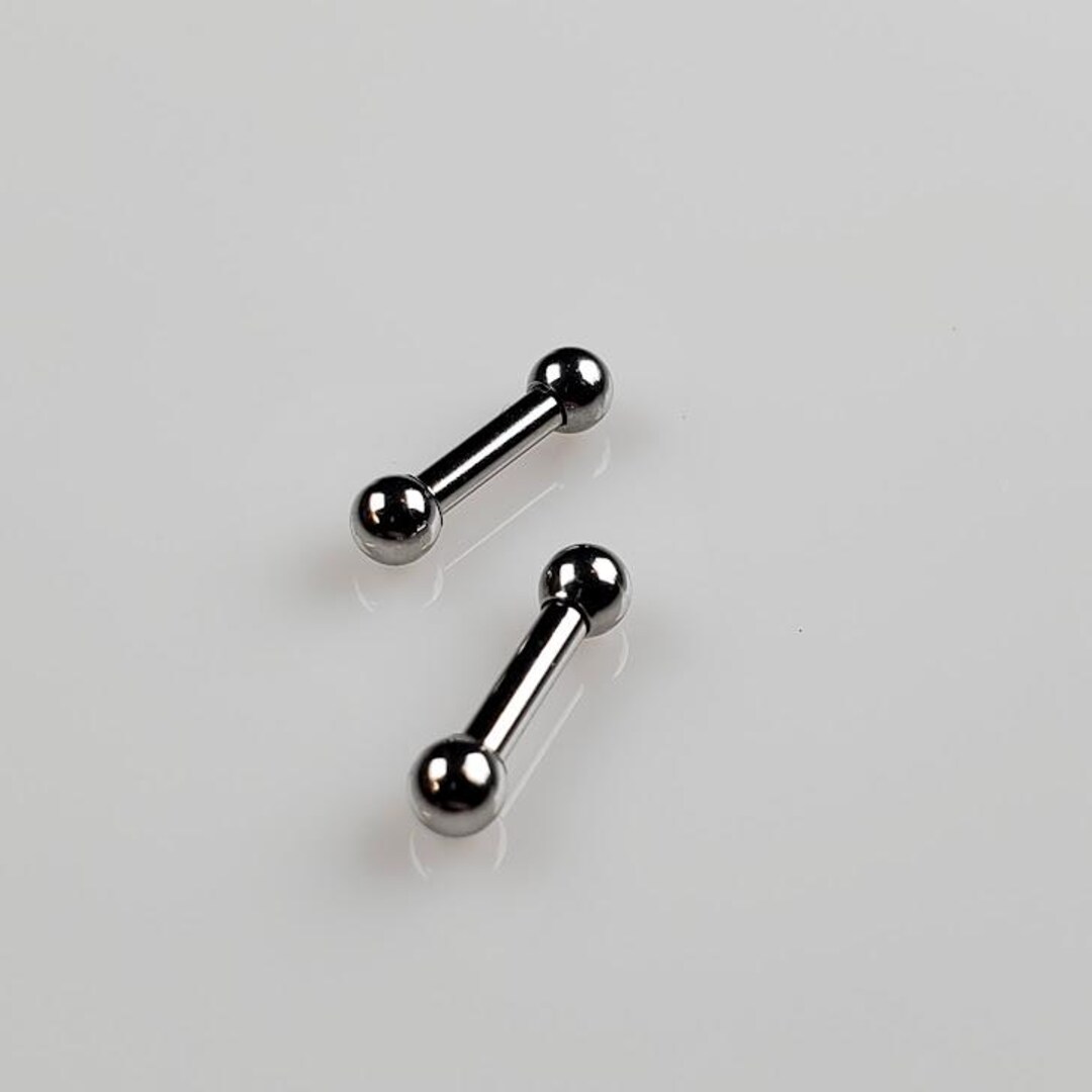 14g Barbell 1/4" 6mm 3mm Balls, Straight Barbells, Sold Single, Septum ...