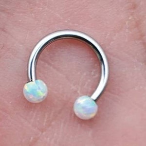 Fire Opals, Opal Septum Ring, 16g 8mm. Circular Barbell, Surgical Steel ...