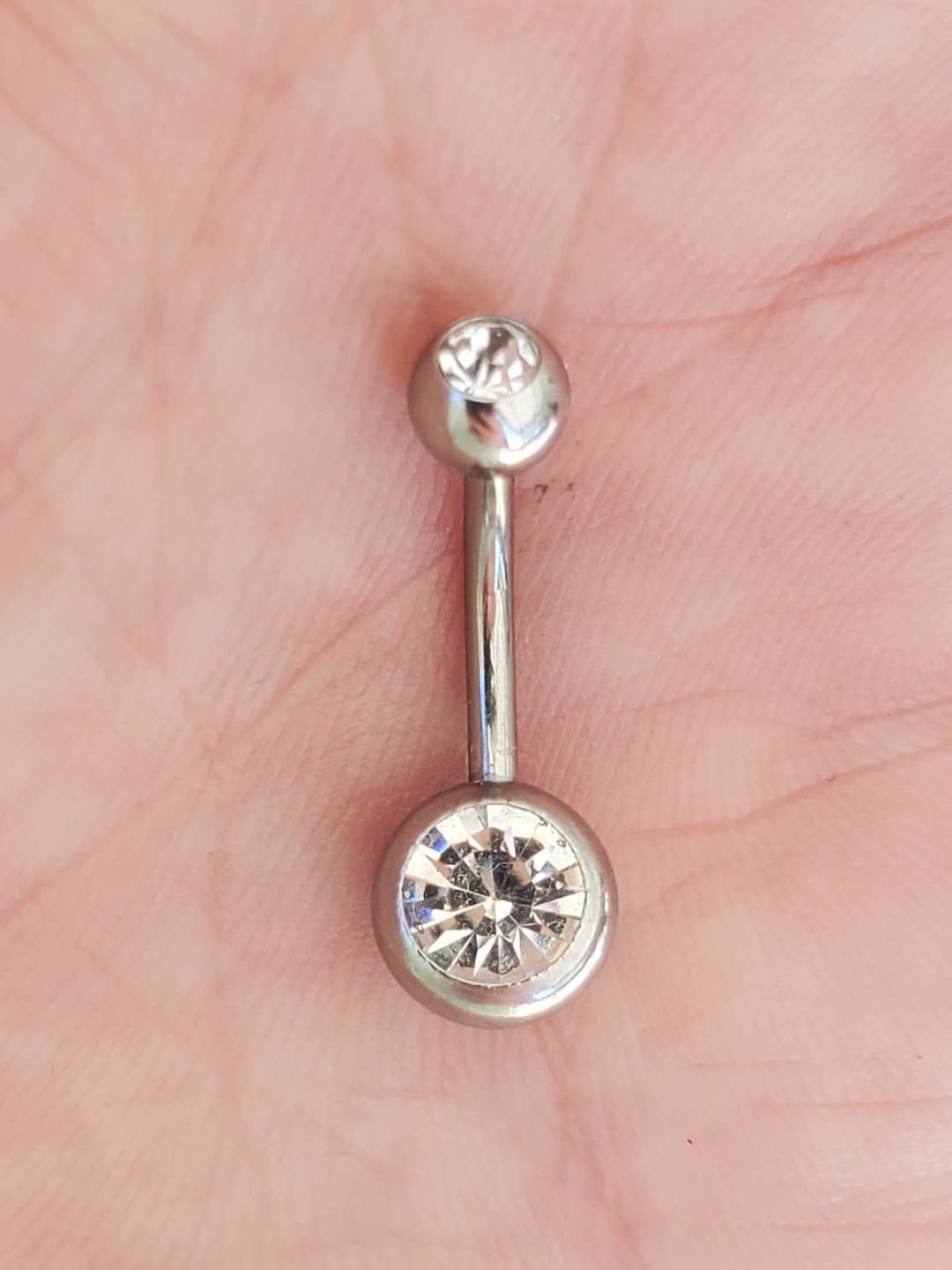 Belly Button Ring 14g 8mm or 10mm W/cz Gems, 316L Stainless Steel ...