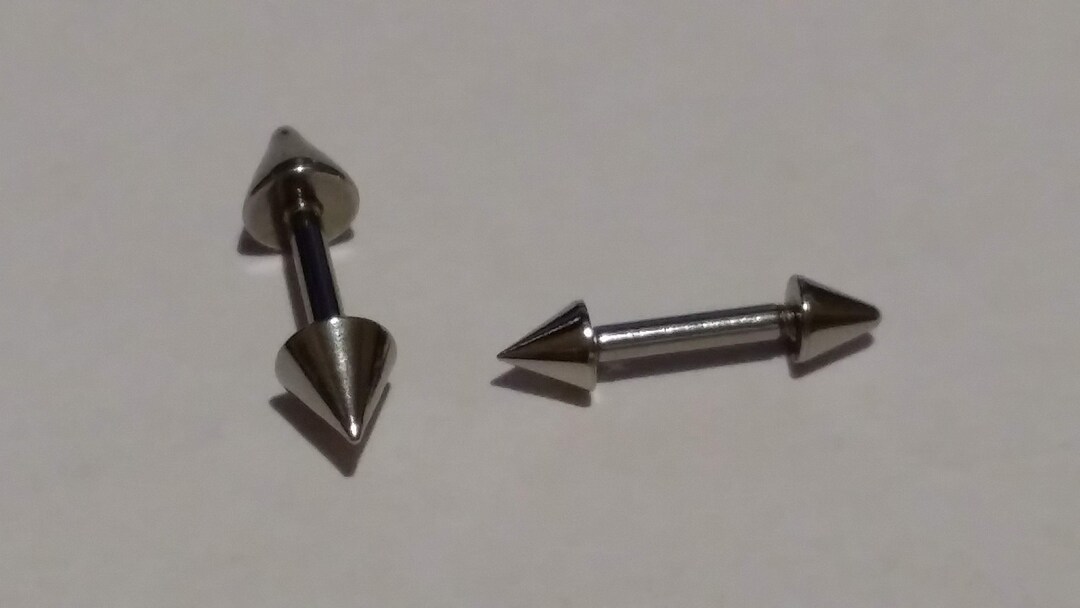 Yellow Gold Color 16g Septum Barbell - Cones, Spikes, 3mm 4mm 5mm ...