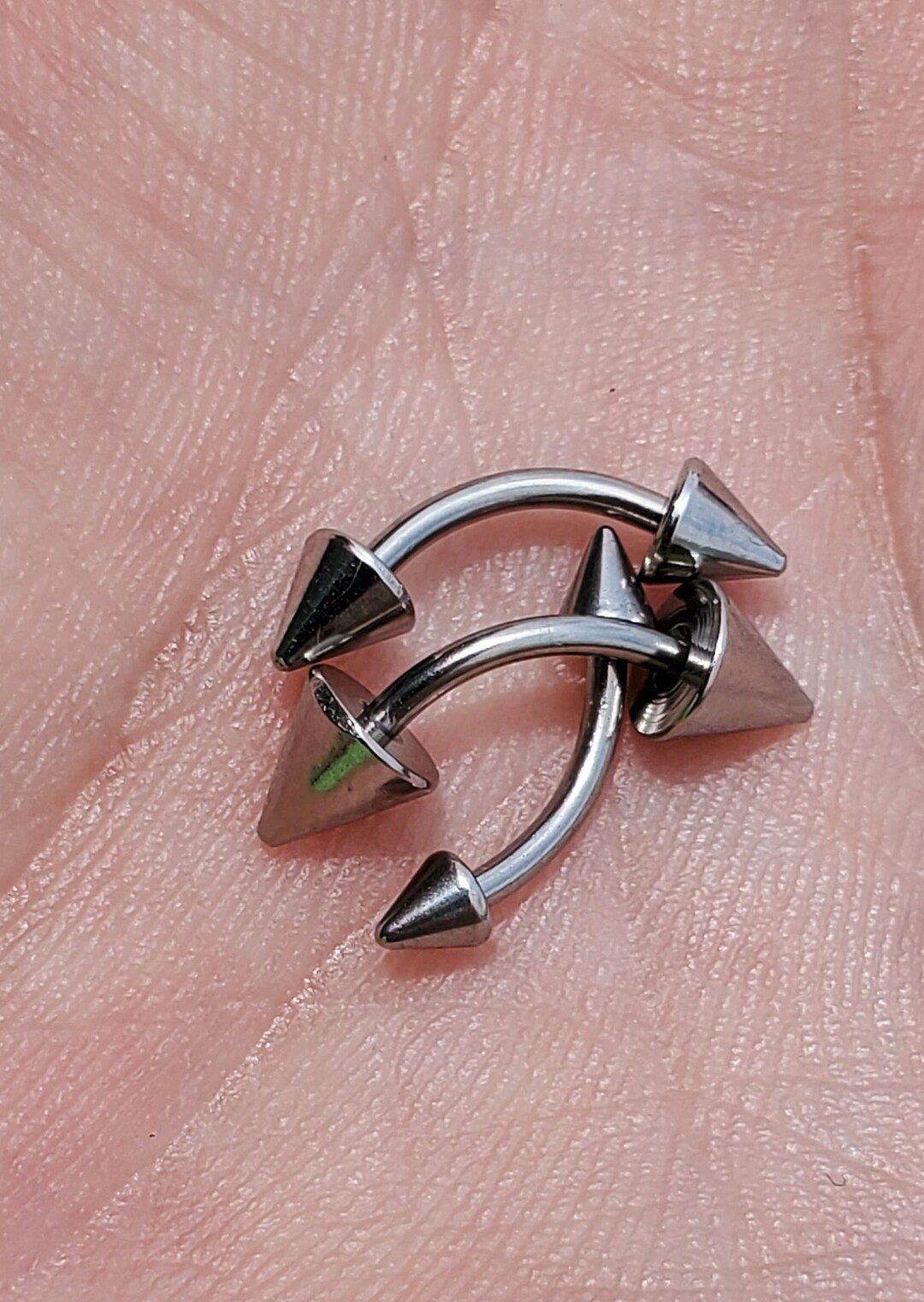 14g Steel Curved Barbell Spike Cone Eyebrow Ring, Eyebrow Jewelry ...