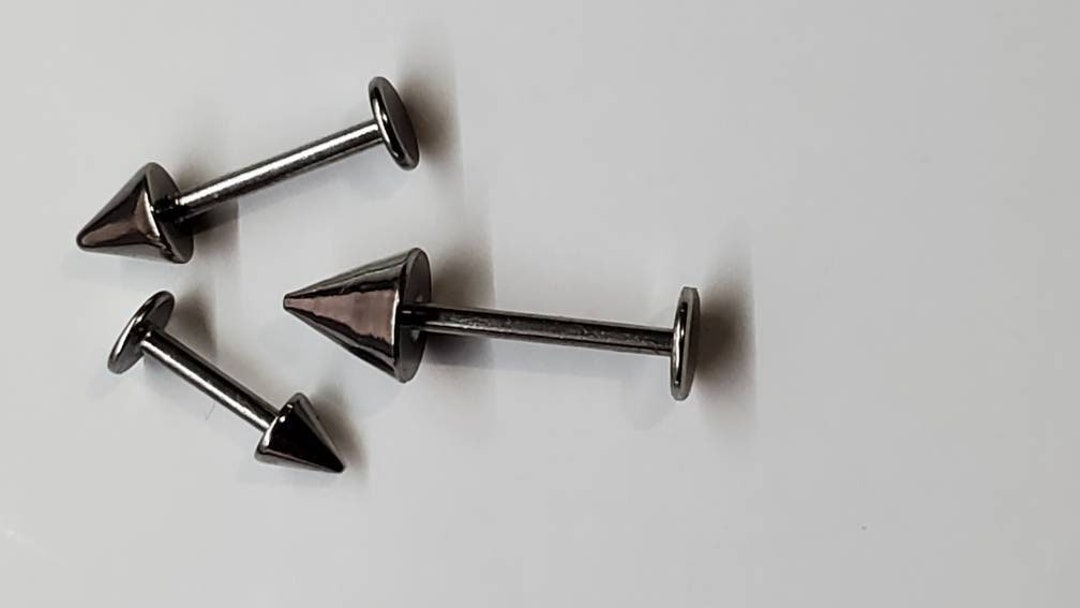 18g 16g 14g Surgical Stainless Steel Labret Spike, 3mm 4mm 5mm Cones ...