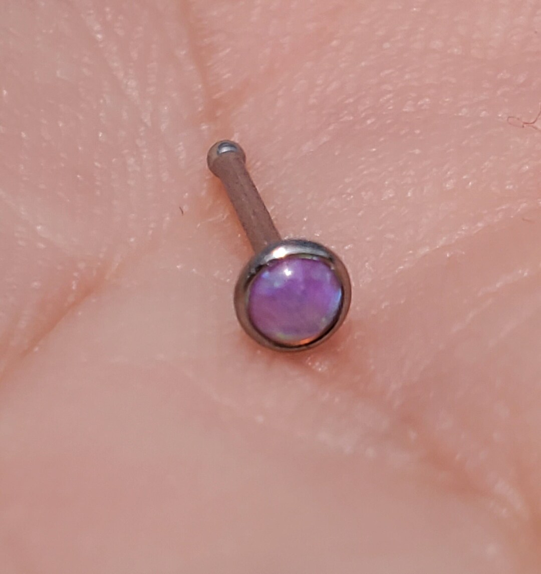 20g Purple Fire Opal Nose Bone, 316L Stainless Steel, Nose Jewelry ...