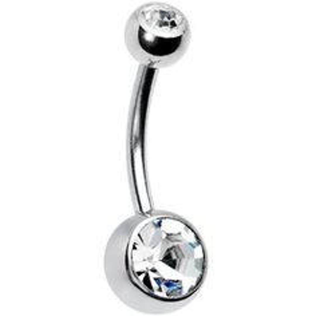Belly Button Ring 14g 8mm or 10mm W/cz Gems 316L Stainless - Etsy