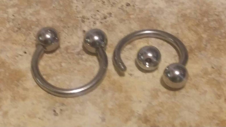 14g Nipple Ring Circular Barbell, Horseshoe, 1/2" 12mm 5mm Balls, Sold ...