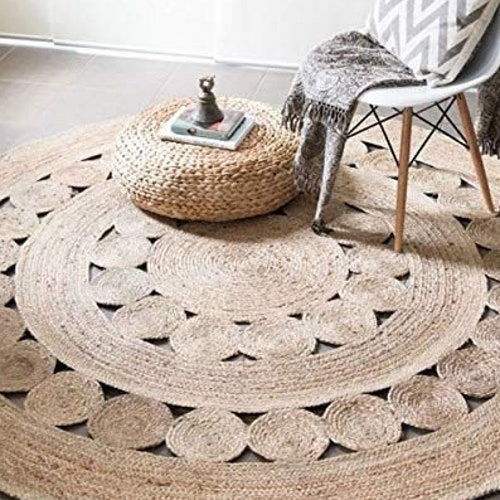 CUSTOM Round Brown Woven Jute Rug Straw Floor Mats Rugs | Etsy