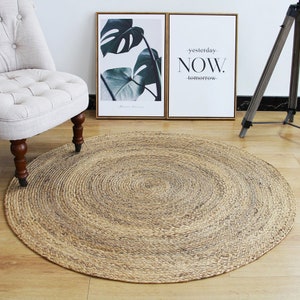 CUSTOM Round Brown Woven Seagrass Rug Straw Floor Mats Rugs Handmade ...